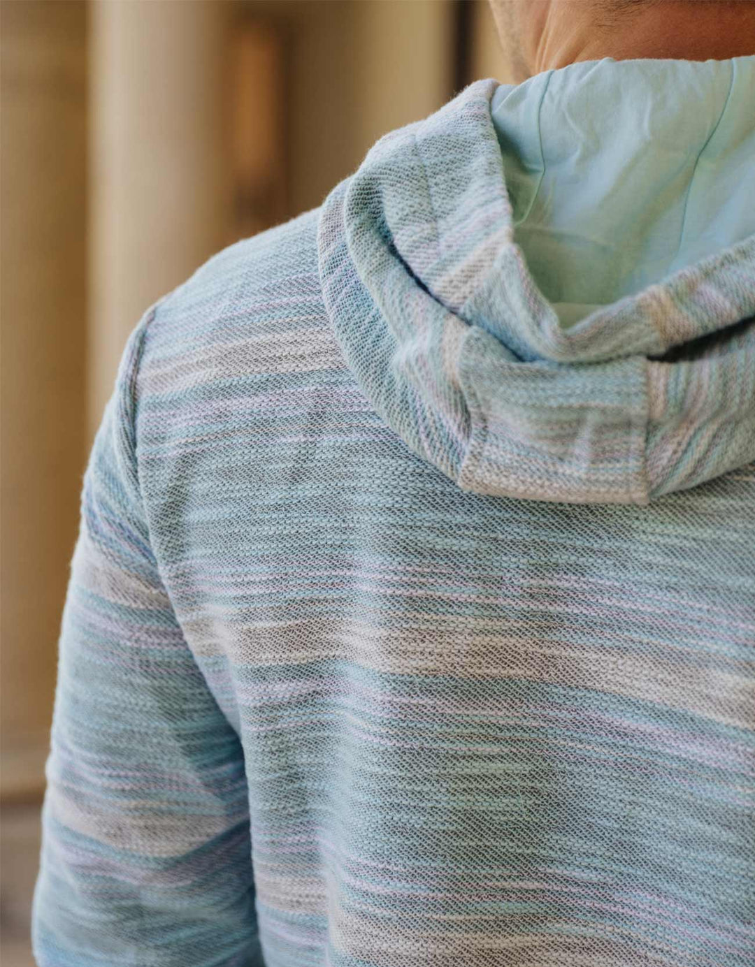 Blue Mid-Weight French Terry Striped Poncho – Bajallama